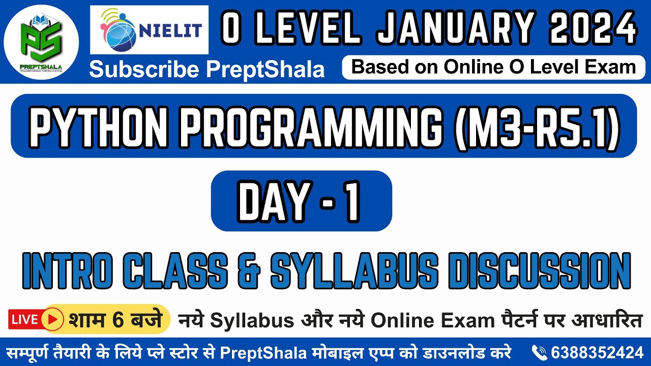 Day-1 || Python Syllabus Discussion || Python Programming for O Level || O Level || Preptshala