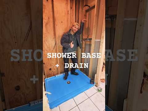 Installing Shower Pan Base in Mortar and Connecting Drain