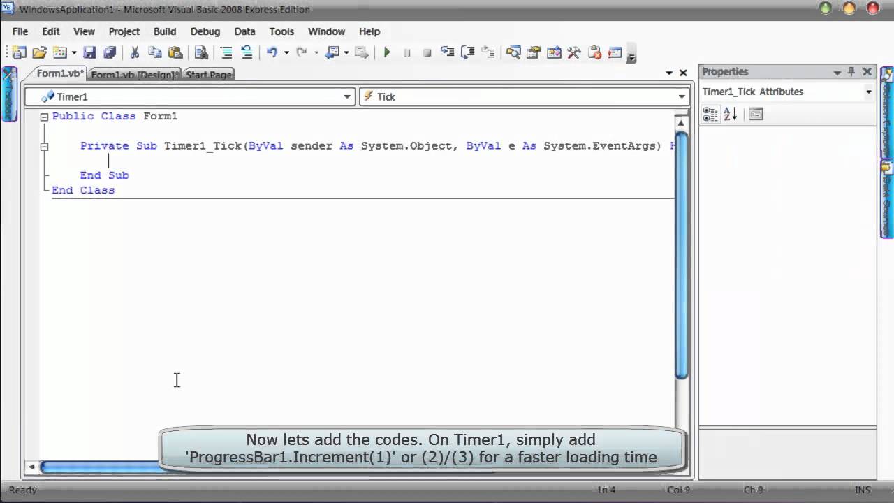 Visual Basic 2008 Express Edition (Beginners Tutorial) - How To Create a Simple ProgressBar (HD)
