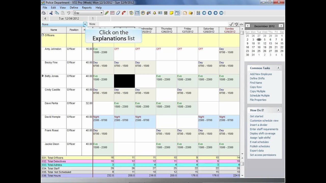 Shift Explanations and Shift Notes in Visual Staff Scheduler Employee Scheduling Software