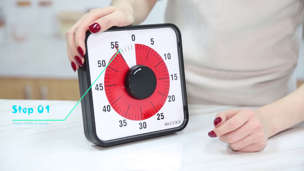 Secura 60-Minute Mechanical Visual Timer for Kids (Oversize 7.5-Inch)