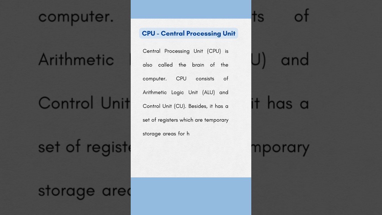 What is CPU (Control Processing Unit) | Computer Fundamentals |