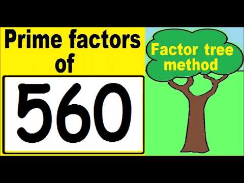 Prime factors of 560. Prime factors decomposition of 560. Factor tree method.