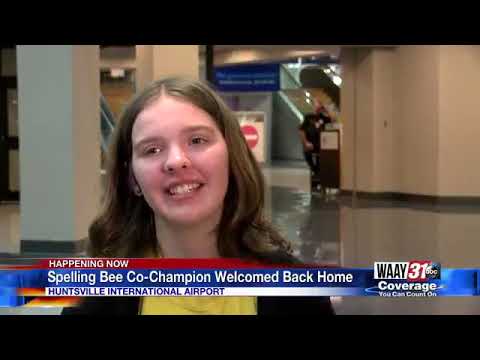Spelling bee co-champion welcomed back home