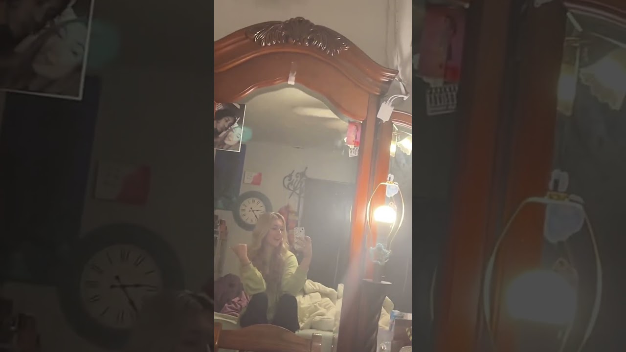 Mirror Selfie Fun: Blonde Girl's Casual Moments#mirrorselfie #blondegirl #casualstyle