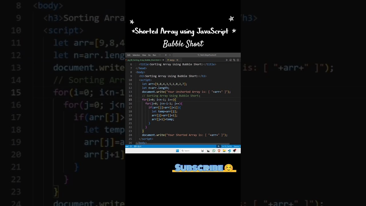 bubble sort using JS  sorting in array