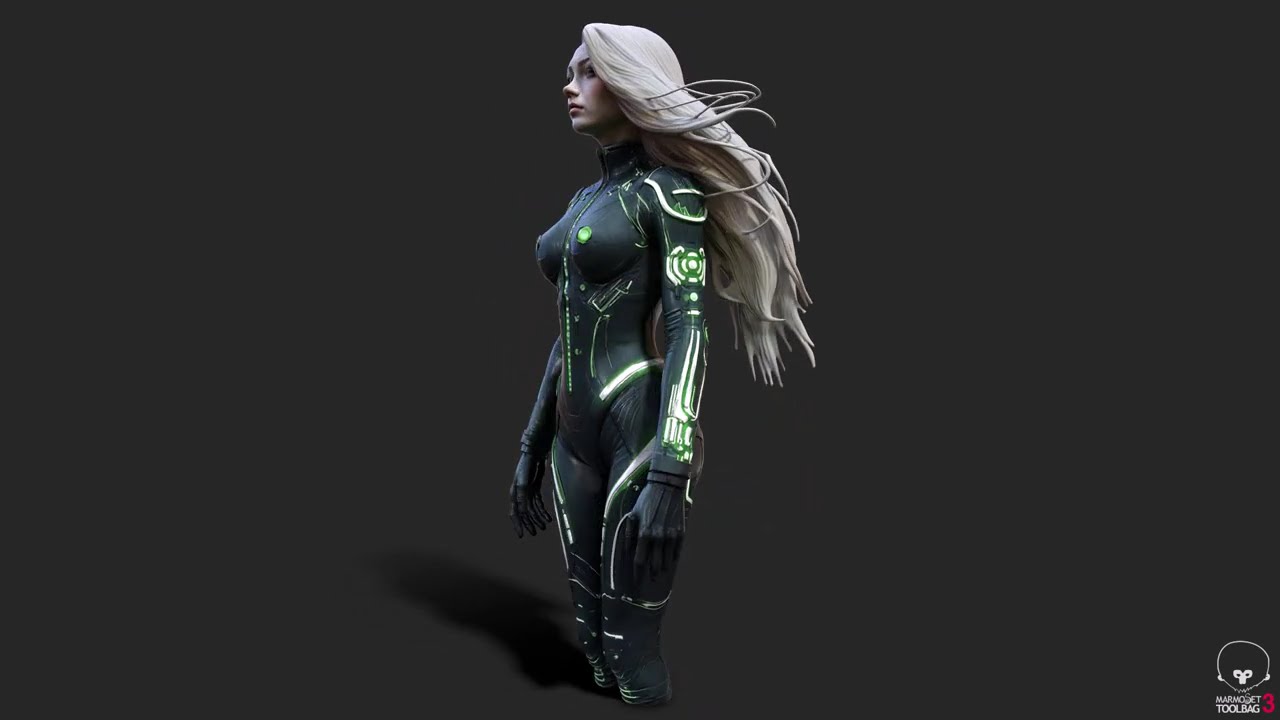Girl Futuristic Bodysuit High Detail 3D model