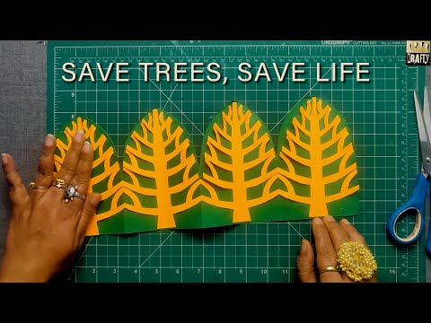 "Save Trees, Save Life"-Beautiful TREE Design for Bulletin Board | Student's Project | 5-Min. | DIY