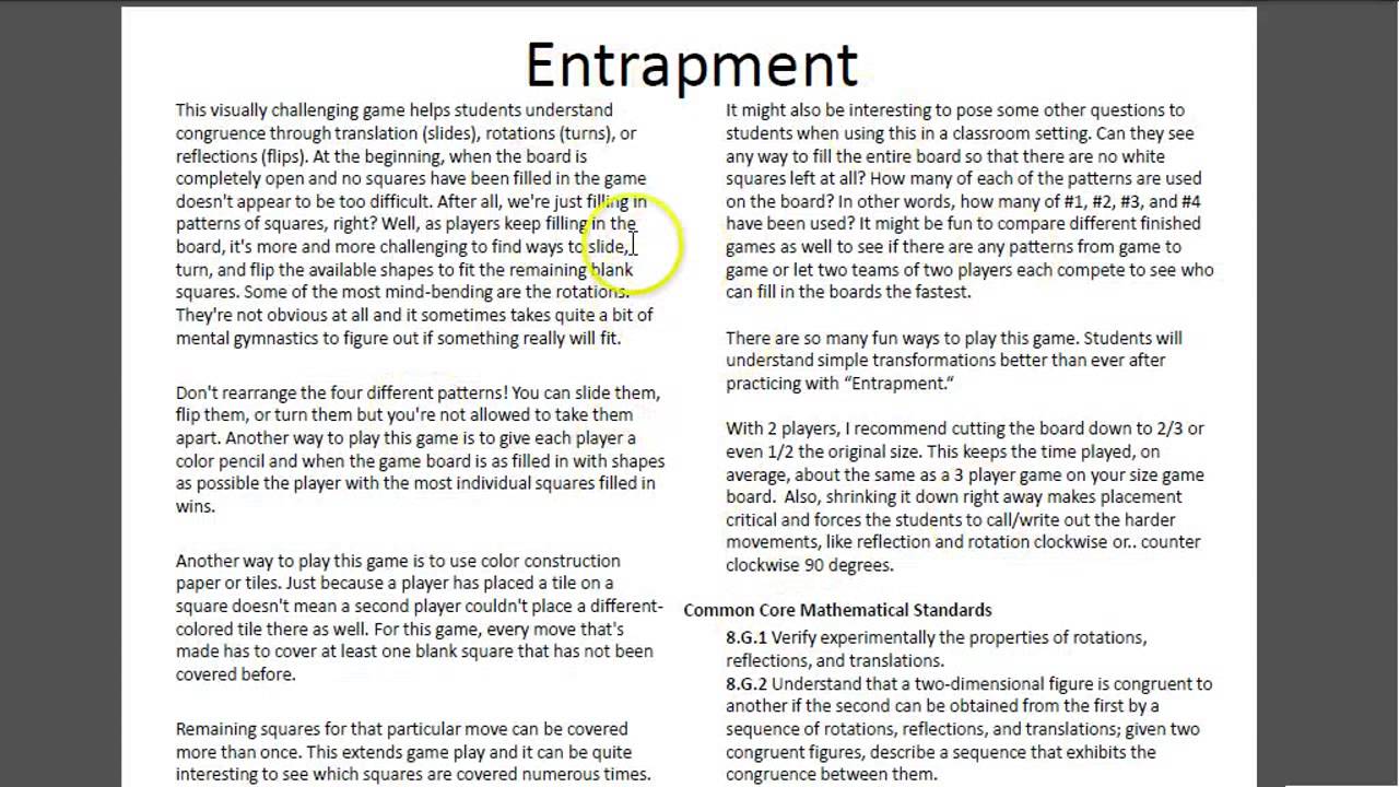 Entrapment: Transformation Math Games