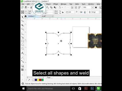 Create a Golden and Black leaf type box in corel draw with English subtitles