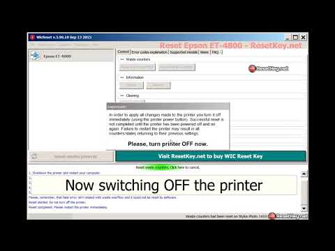 Reset Epson ET 4800 waste ink counter, stop printing