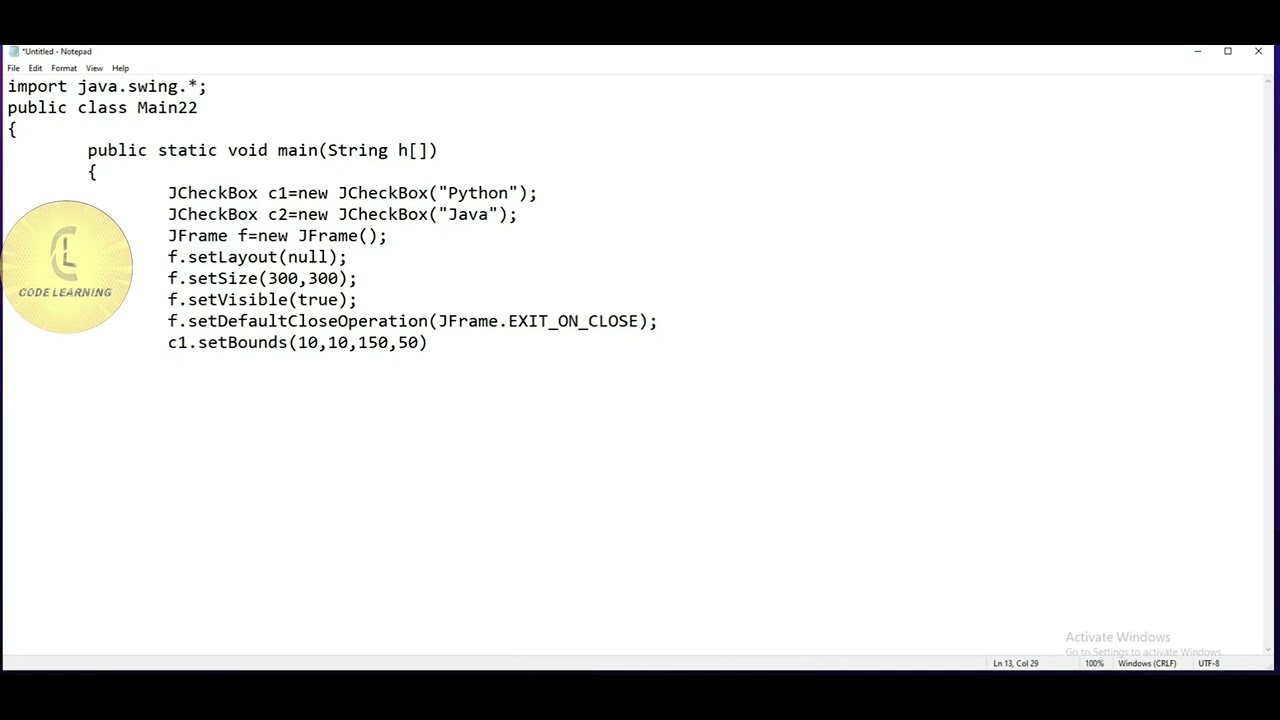Java | Swing class 'CheckBox' | CodeLearning