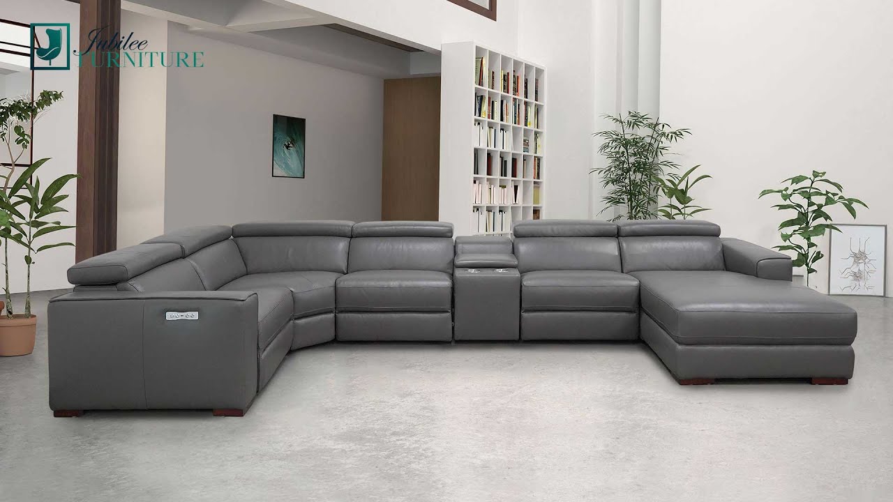 Birt Leather Recliner Sectional Sofa With Chaise