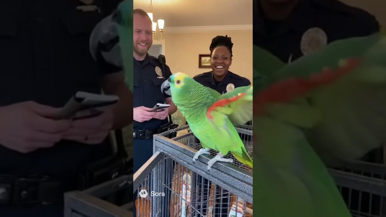 Talking Parrot Makes Police LOL. #shorts #parrot #FunnyParrot