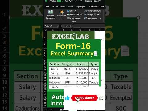 Generate Form-16 Summary Automatically in Excel 📄 | Tax Short#TaxFilingIndia #IncomeTaxExcel
