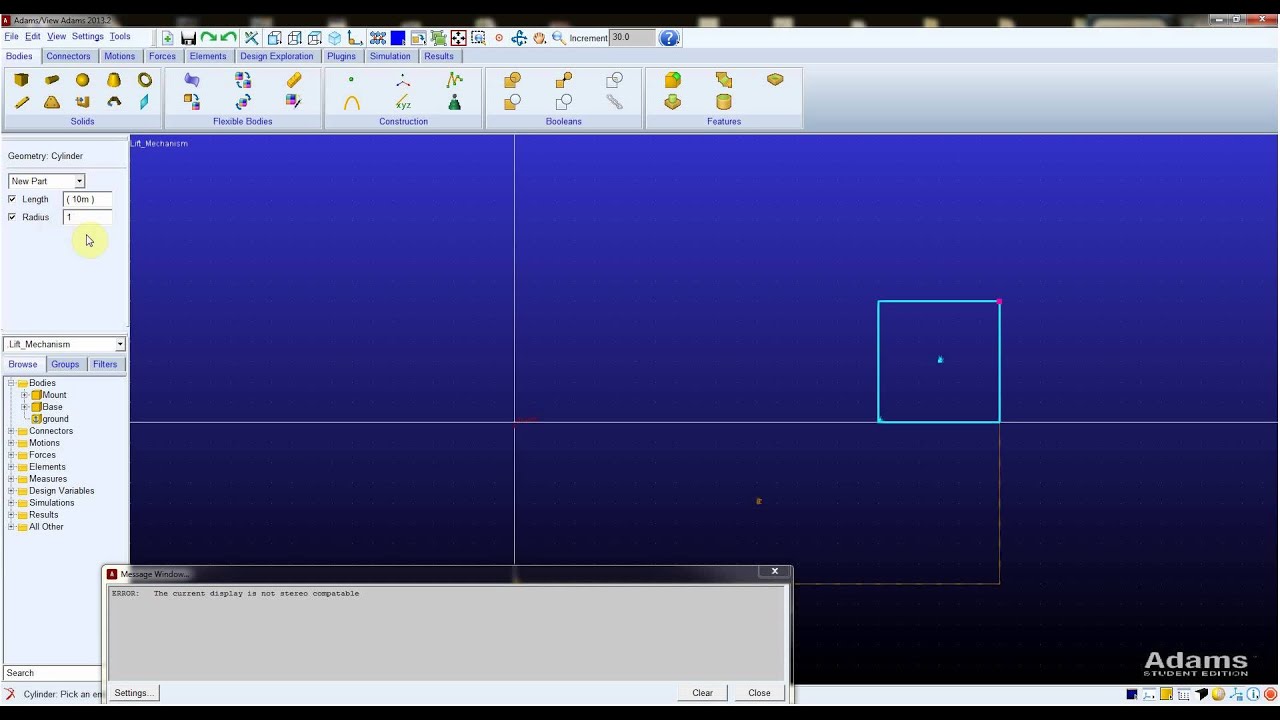 MSC ADAMS basic tutorial mechanism prt 1/2