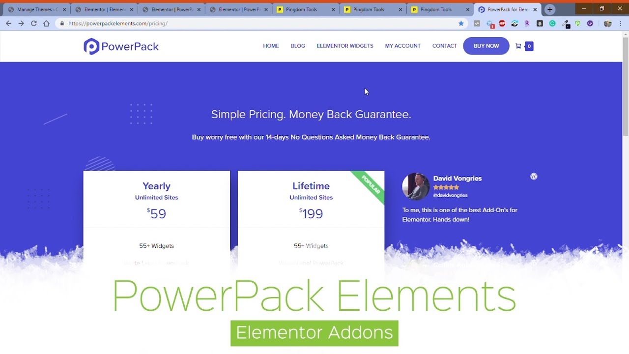 PowerPack Elements Review - Elementor Addon Speed Comparison