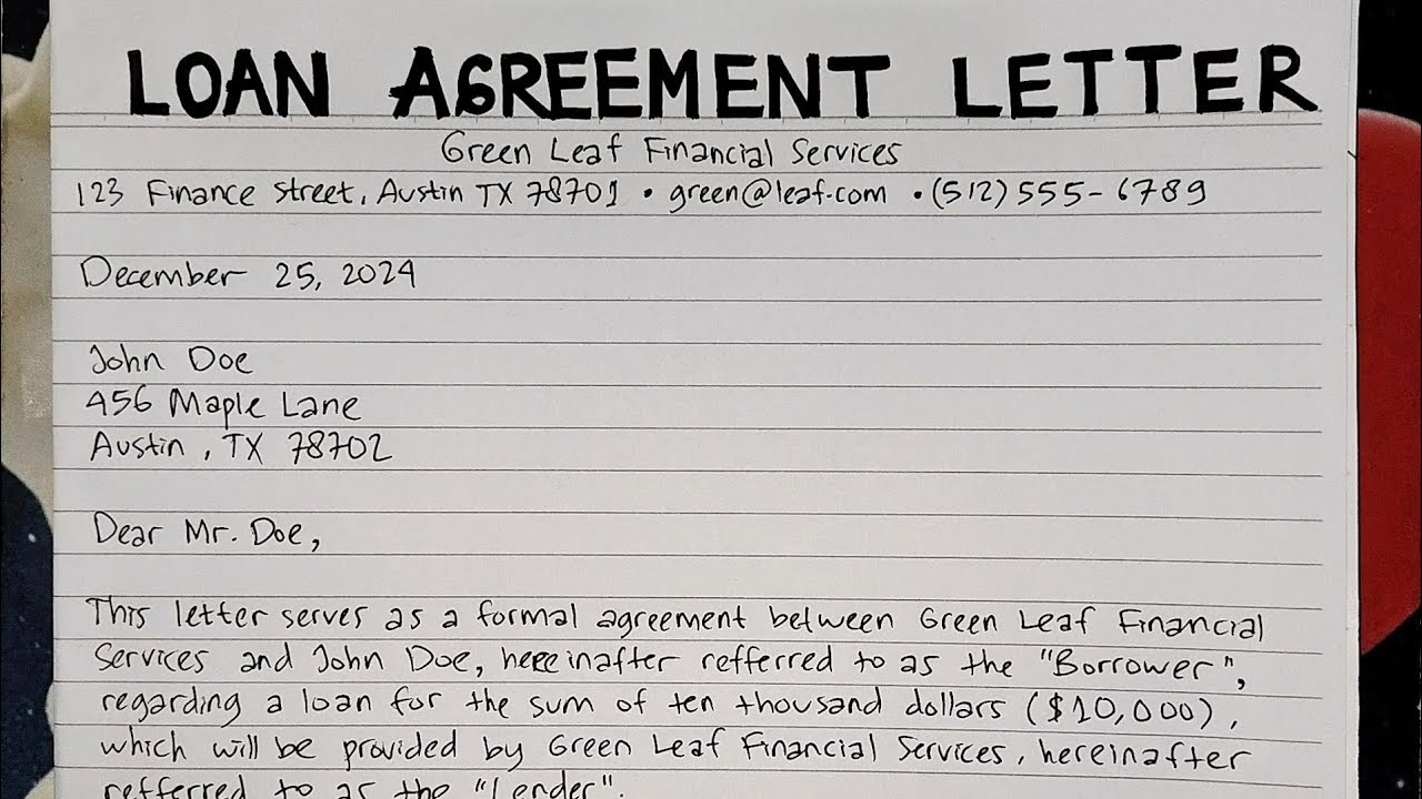 How To Write A Loan Agreement Letter Step by Step Guide | Writing Practices