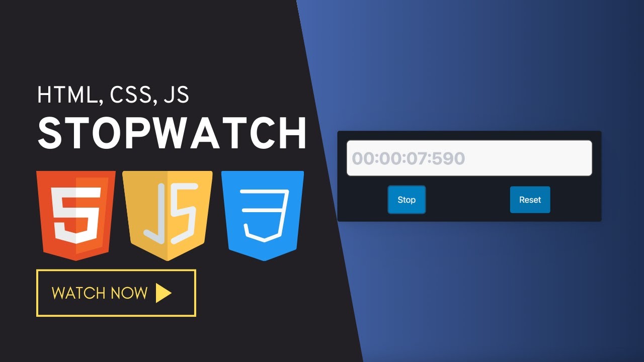Create a Stopwatch App with HTML, CSS & JavaScript | Beginner Tutorial in Vanilla JS