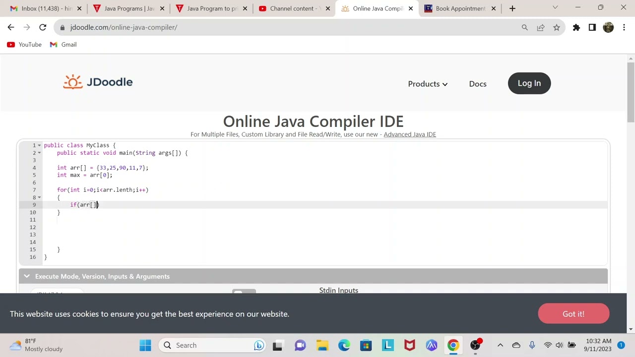 Write a program to print the largest element in an array with example JAVA