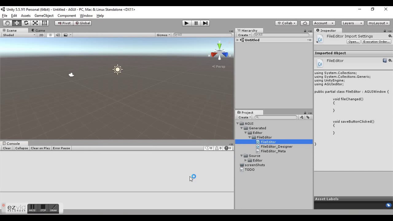 Editor window creator tool for unity