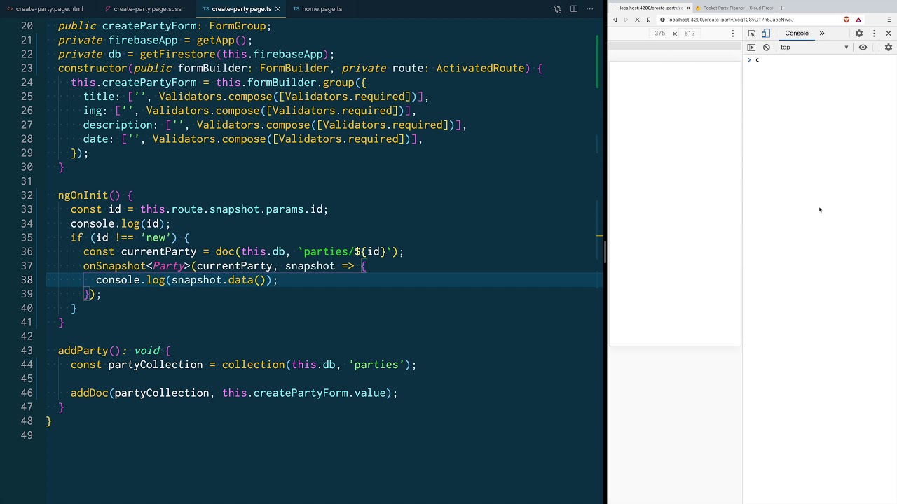 Use Ionic Framework to write data to Firebase Firestore