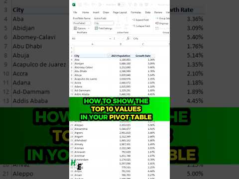 Pivot Tables: Show the Top 10 Values