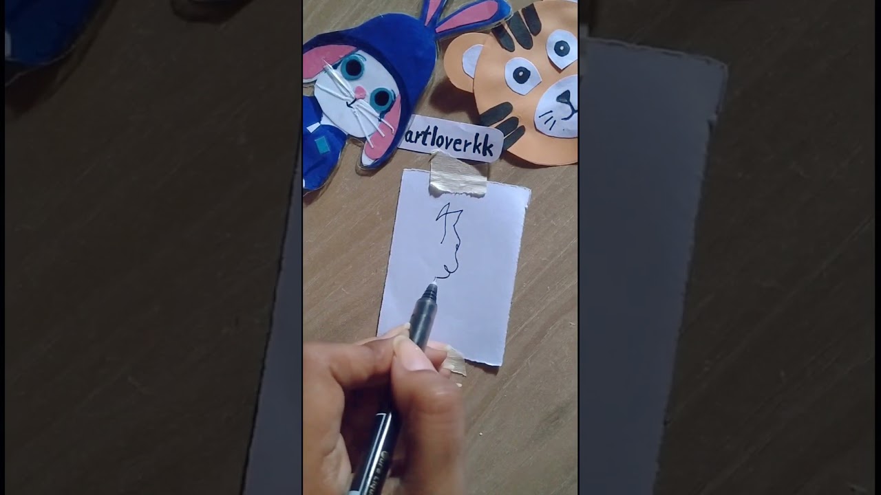 tiger 🐅 face one line drawing ✍️ #shorts