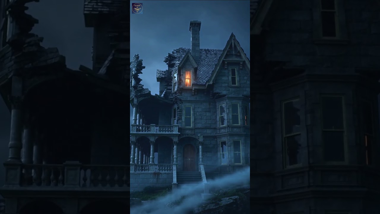 Abandoned Haunted Mansion on a Cliffside | Eerie AI Generated Horror Scene for Halloween ⛈️🏚️
