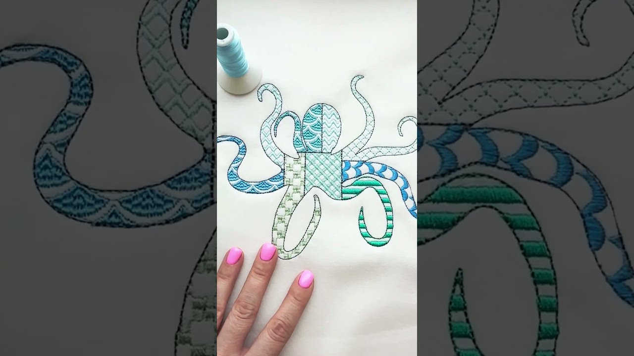 Octopus Sea Animal Patchwork #patchworkdesign #animalembroidery #seaanimals #octopus