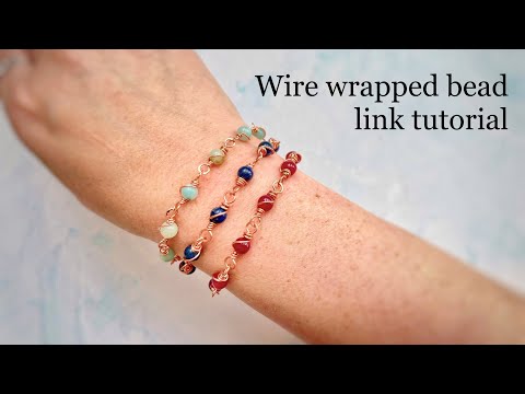 EASY BEGINNER tutorial - how to make wire wrapped bead link for bracelets and necklaces