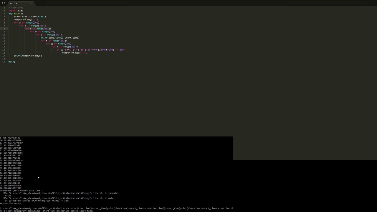 Python Beginner tutorial series using project Euler #31 - Coin sums
