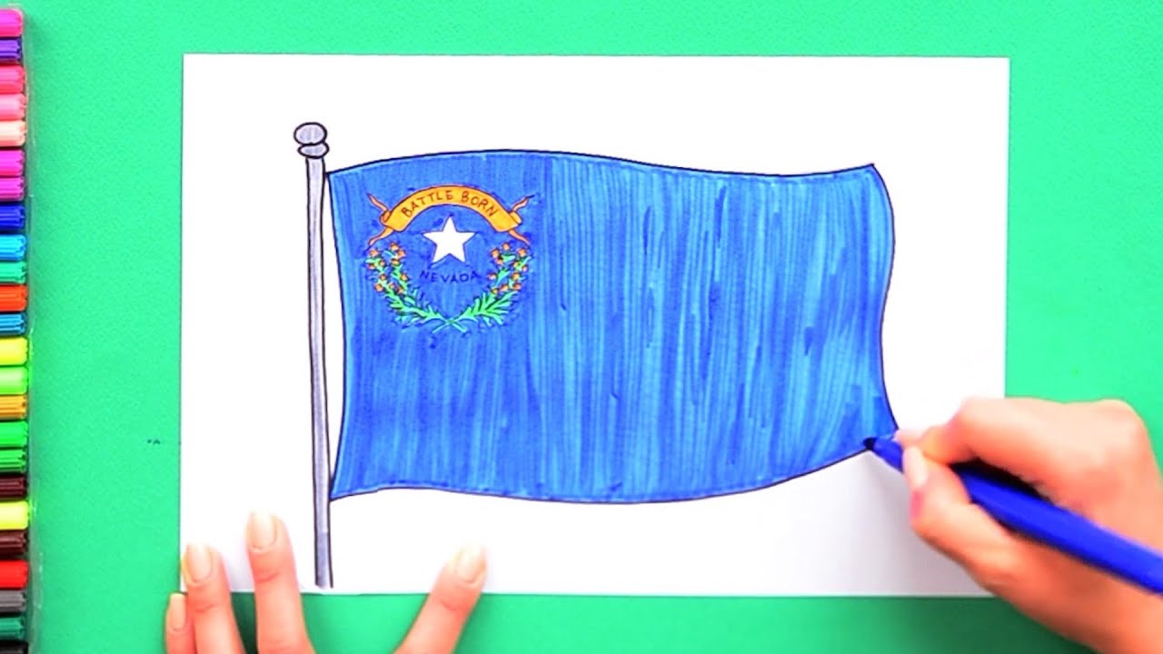 How to draw the Flag of Nevada State, USA