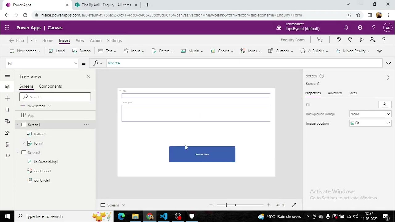 PowerApps Data Entry Form | Enter Data into SharePoint List using PowerApps Form