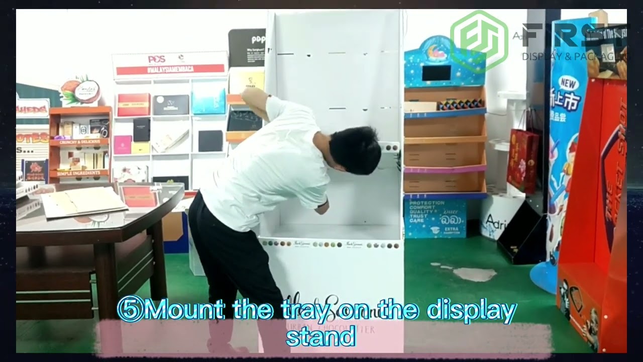 Custom Retail Cardboard Display POS Foldable Corrugated Cardboard Floor Display Shelf
