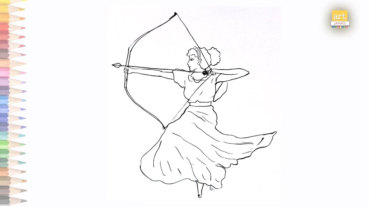 Artemis drawing easy | How to draw Artemis / Goddess of the hunt