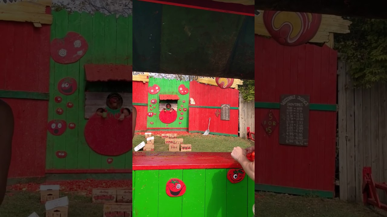 Throwing tomatoes at Ren Fest
