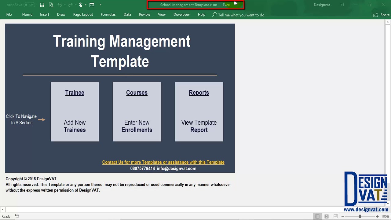 School Management Spreadsheet | Student Training Template [Excel Template]