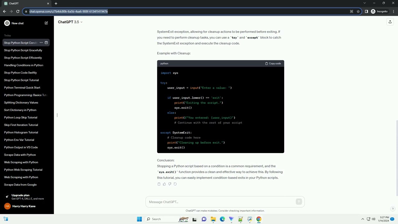 how to stop python script if condition