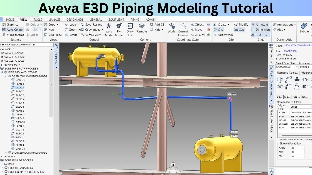 Aveva E3D Piping Modeling Tutorial for Beginners
