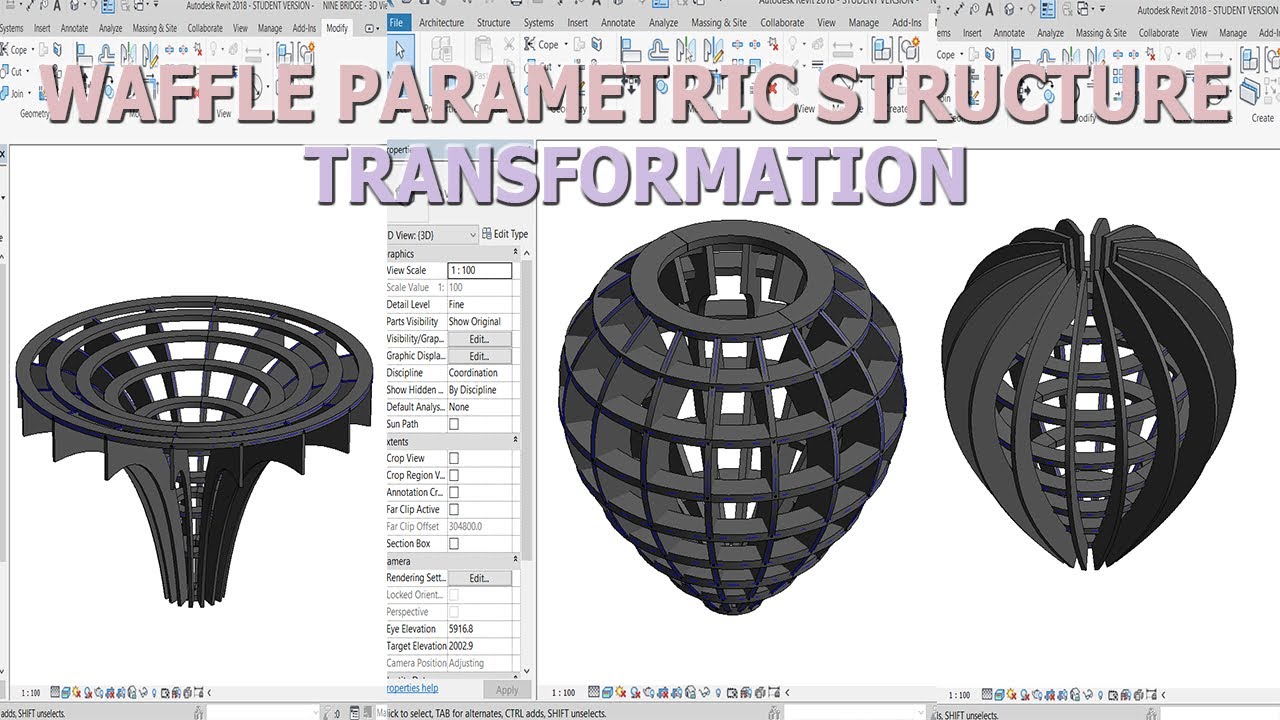 Revit Adaftive Parametric Waffle  Structure Tutorials