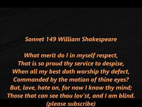 Sonnet 149 Song William Shakespeare Canst thou O cruel! Lyrics Words Sing Along Song Music