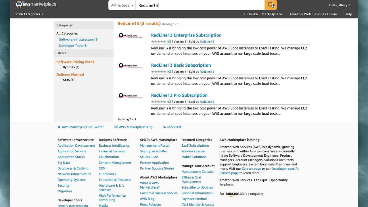 Signup for RedLine13 on the AWS Marketplace