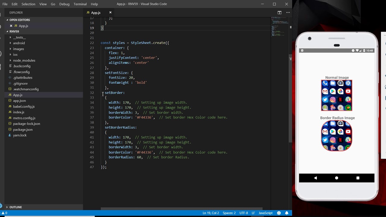 React Native Border Radius With Background Color Example