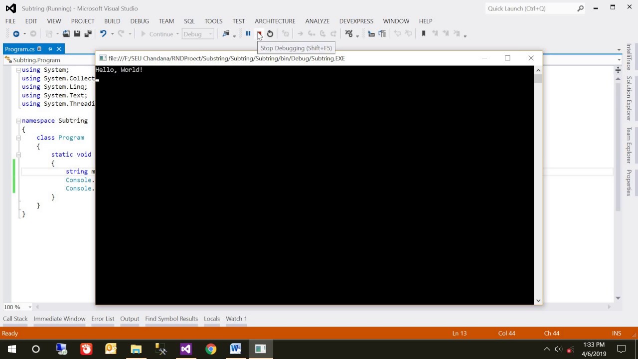 Visual Studio C# .net Substring