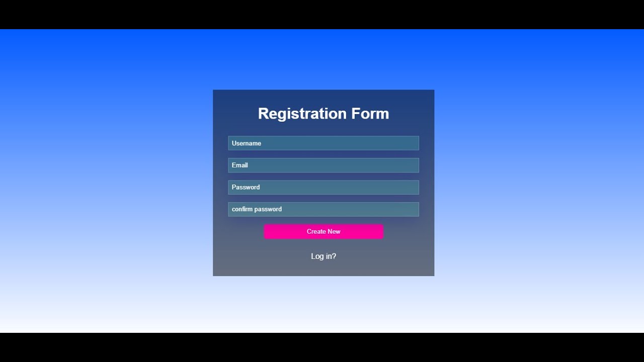 Registration Form Html Template Free Download Gradient Color
