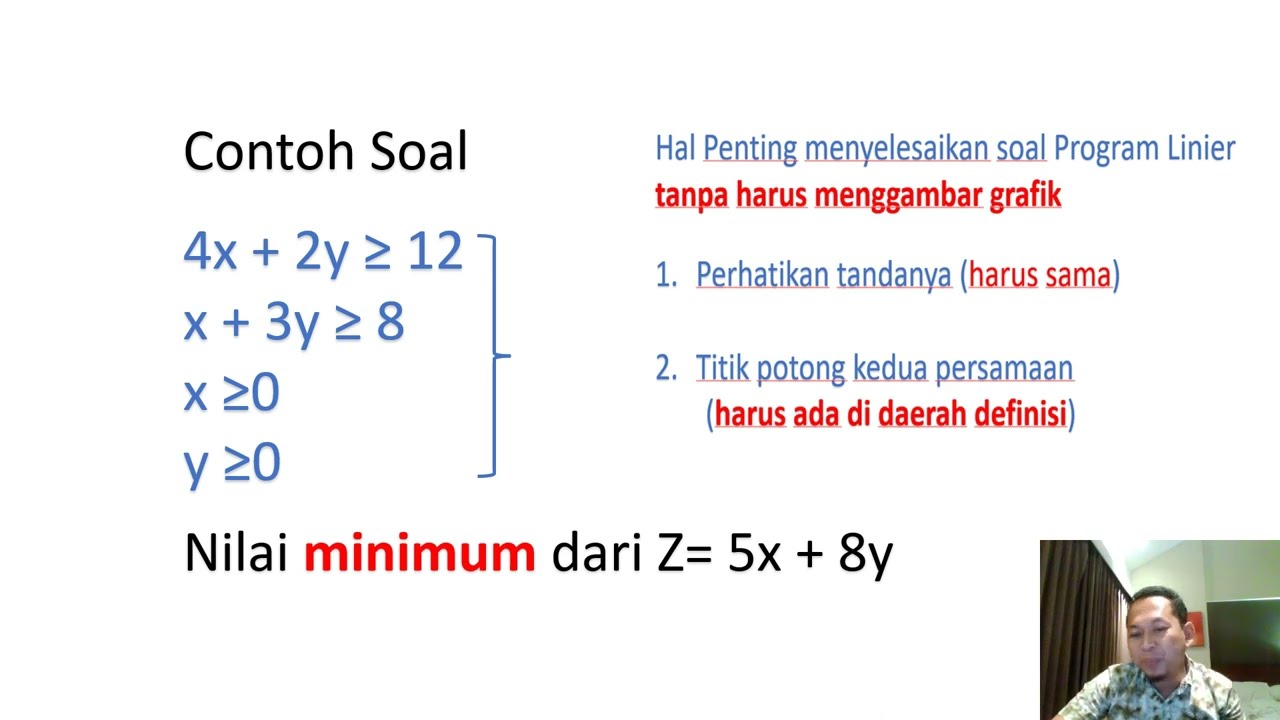 Cara mengerjakan soal Program Linier tanpa grafik || cara belajar matematika cepat