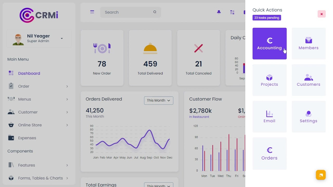 Restaurants Dashboard Bootstrap Admin Panel Template Light LTR Theme