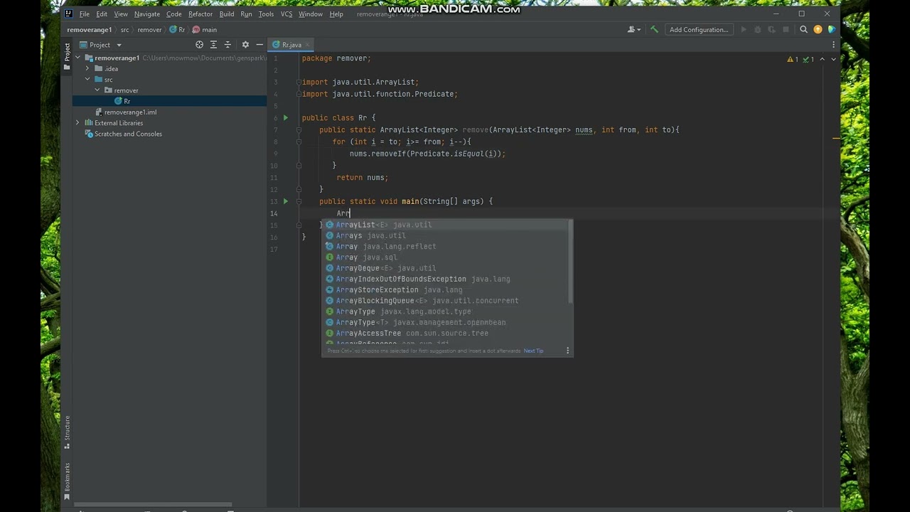 Remove Range using Java