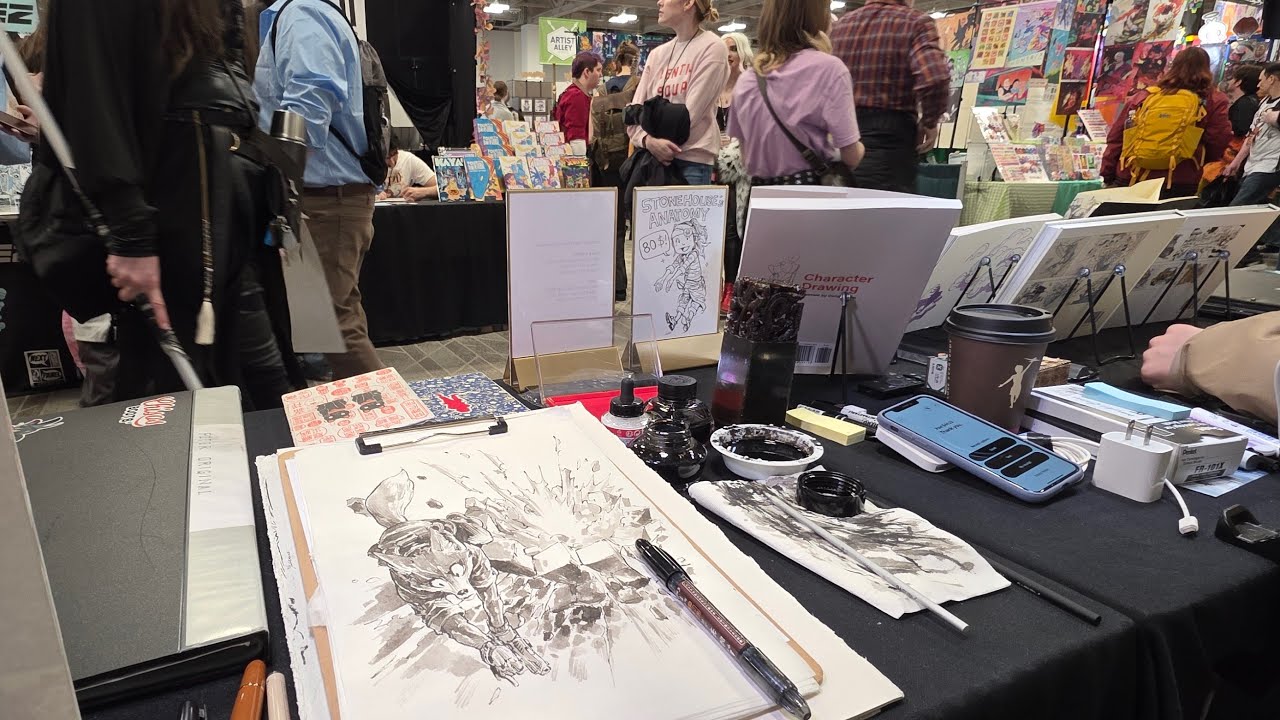 Peterhanstyle live sketching at Emerald City Comic Con.